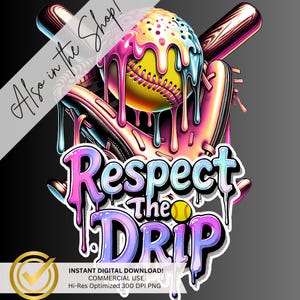 Baseball Ice Cream Drip Pink Purple Teal Blue PNG Digital File|drippy ...