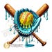 Softball Melt Ice Cream Glove Drippy Bat Ball|hot Pinksoftball Dripping ...