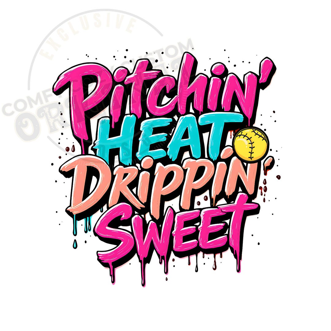 Cute Pitcher Softball Melt Ice Cream Glove Drippy Bat Ball Dripping ...