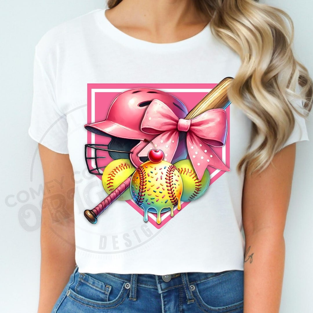 Softball Drip Home Plate Drippy Cherry on Top Ice Cream|coquette ...