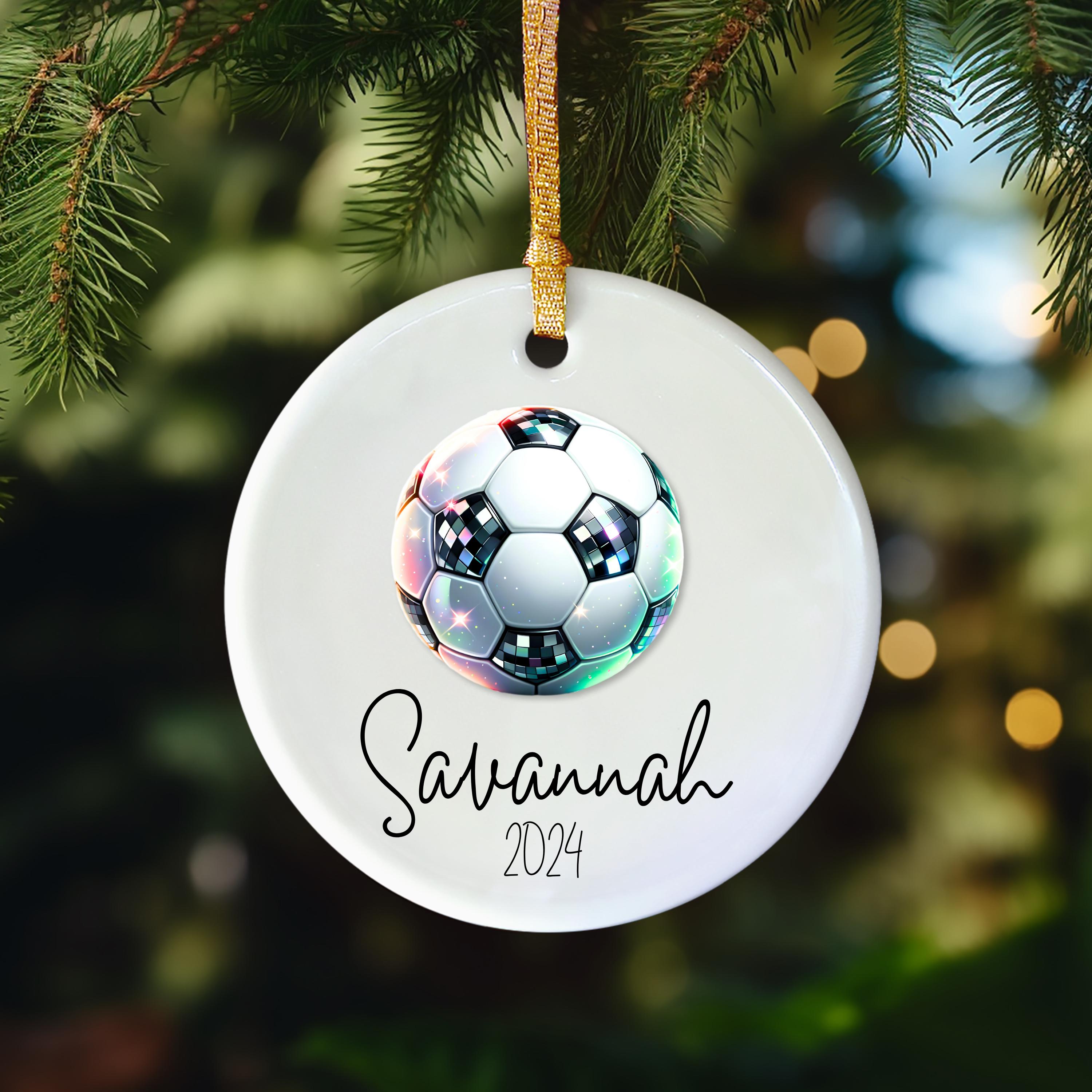 Custom Name Disco Soccer Ball Tree Ornament|personalized Soccerball ...