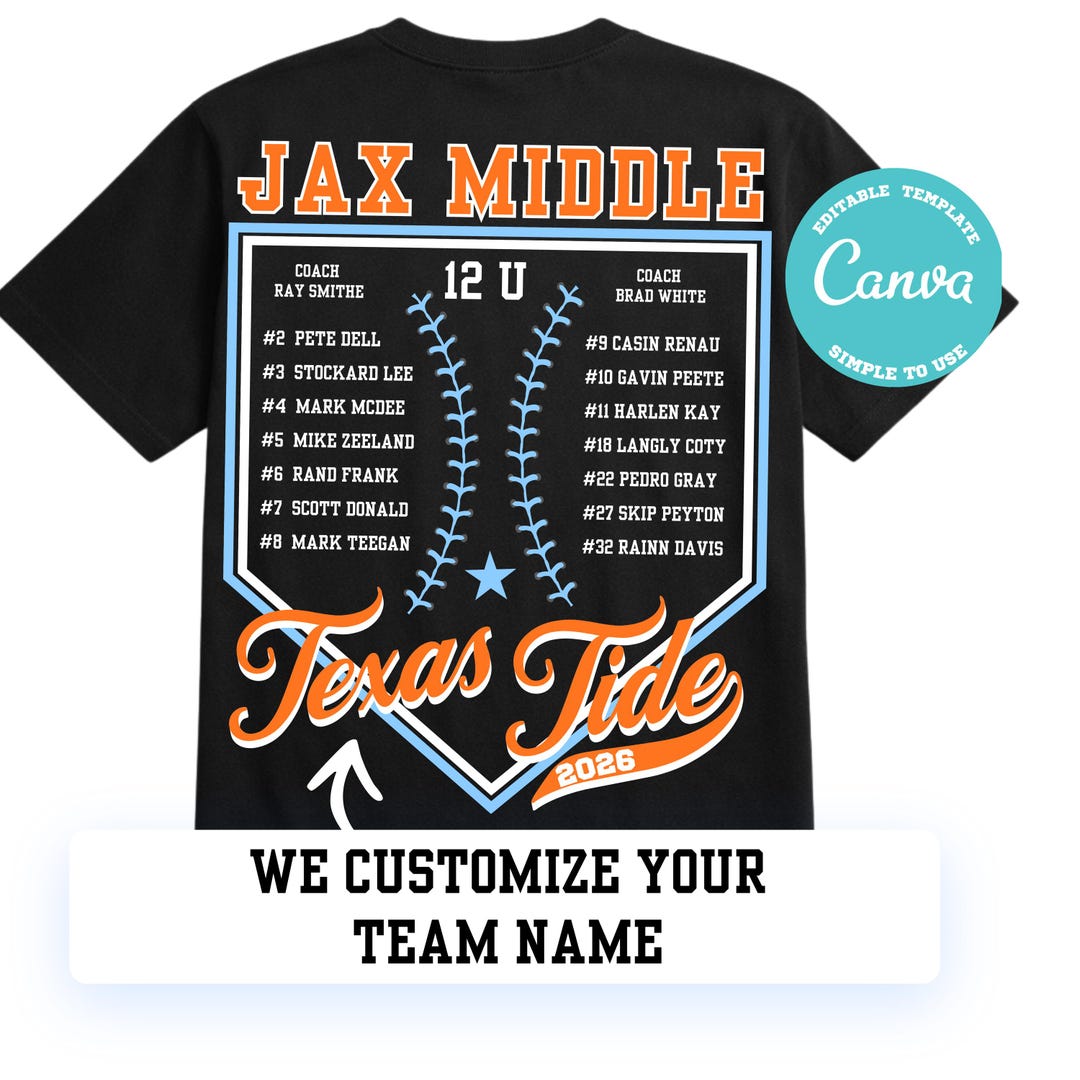 Custom Baseball Roster Template for Canva | Vintage Team Drip Spirit ...