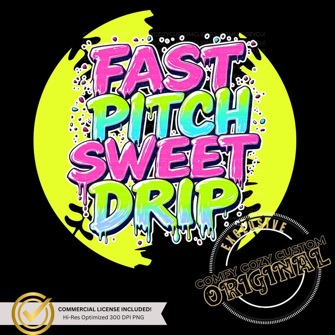 Neon Pitcher Softball Melt Ice Cream Glove Drippy Bat Ball Dripping ...
