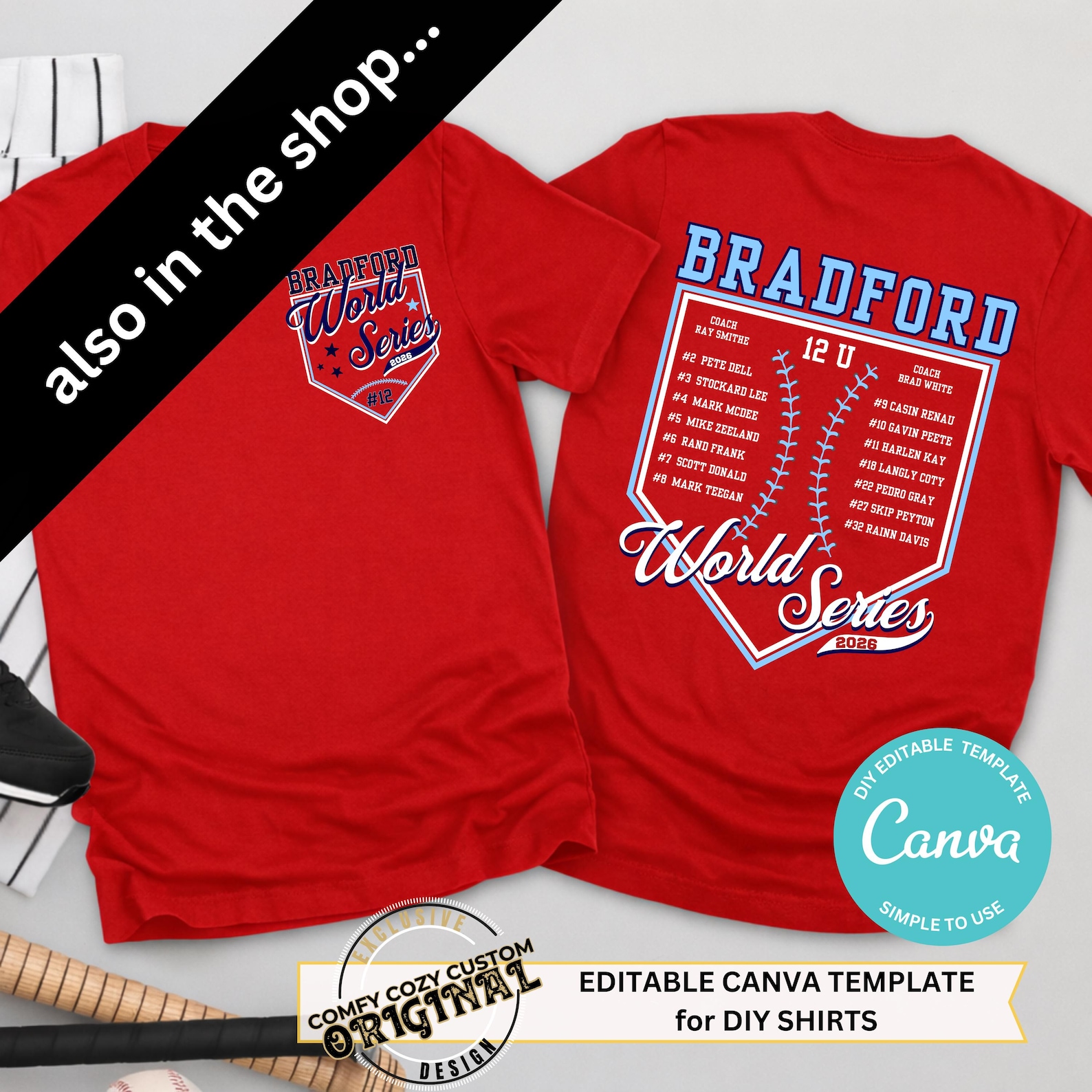 Baseball Roster Back Template | Canva ALL Stars Layout | Editable ...