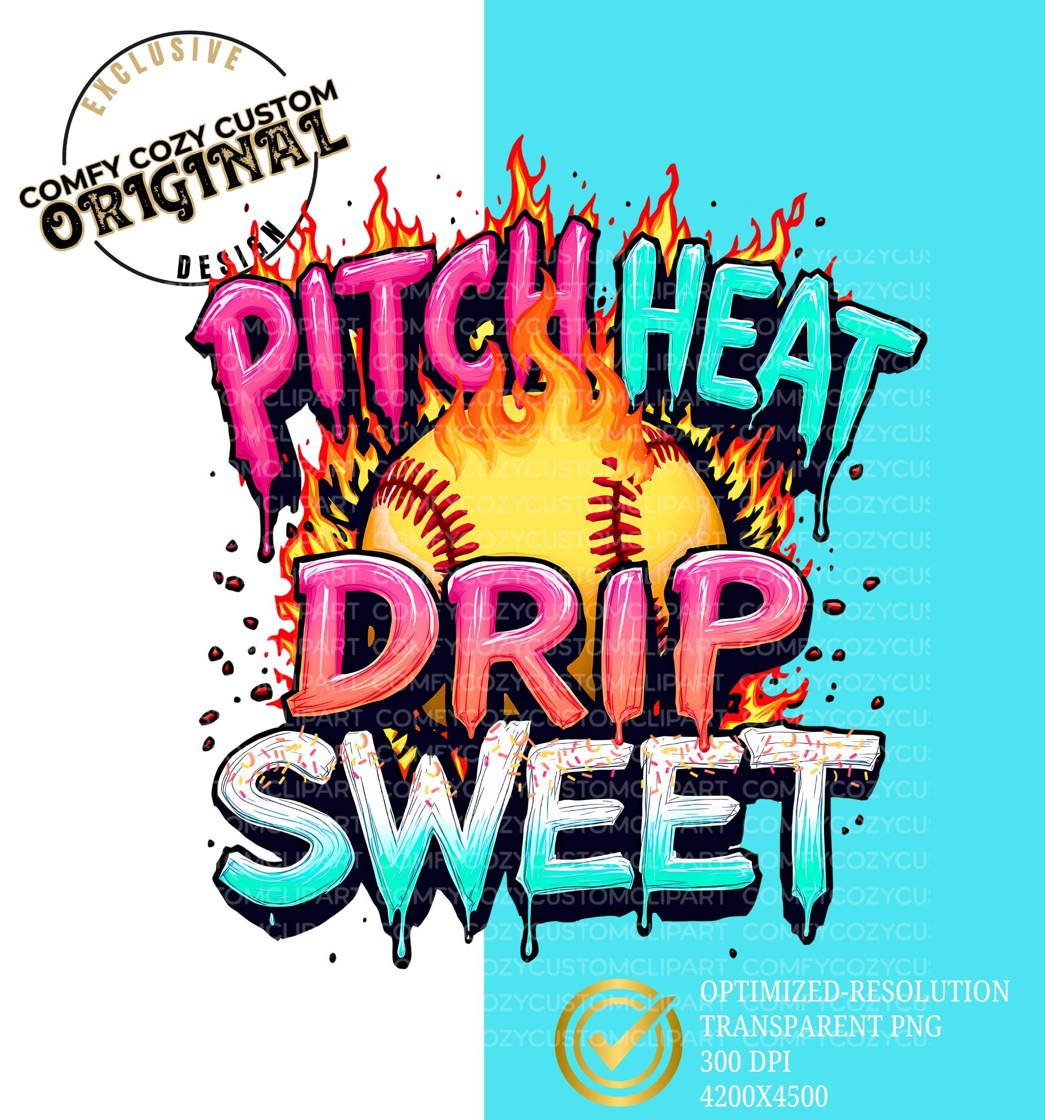 Cute Pitcher Softball Melt Ice Cream Glove Drippy Bat Ball Dripping ...