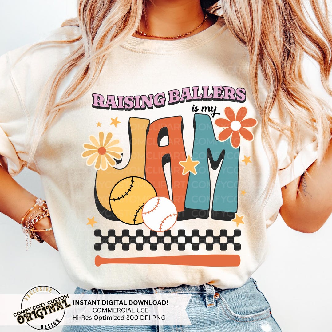 Cute Raising Ballers is My Jam PNG Tshirt Design Dtf|game Day ...