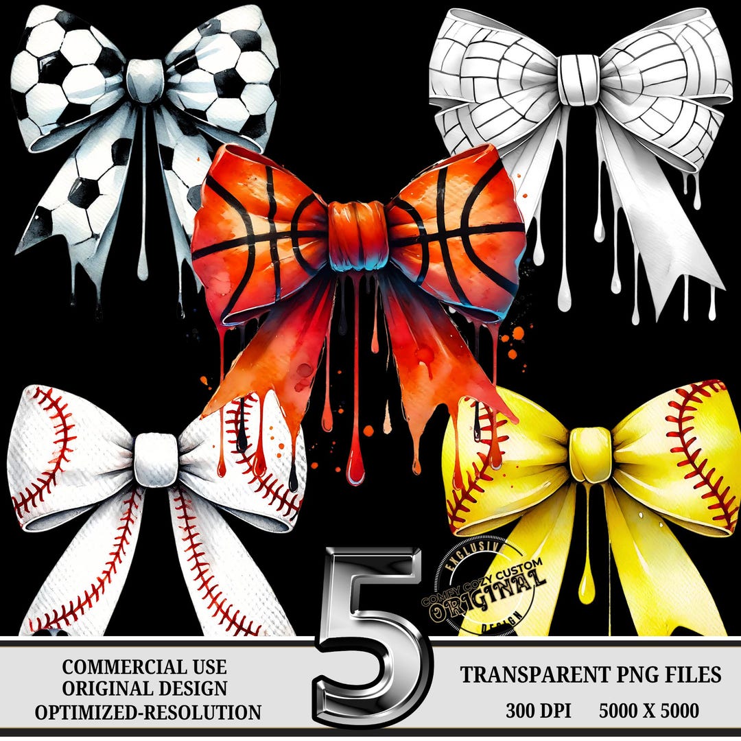 Coquette Soccer Respect the Drip Drippy Ball Bow Bundle of 5 Clip Art ...
