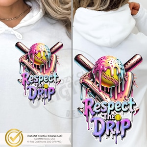 Dripping Softball Sports Drip Drippy Ice Cream Png|pink Purple Teal ...
