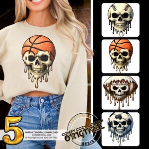 Drippy Skeleton Sports Ball Drip PNG Bundle for DTF DIY T-shirts ...
