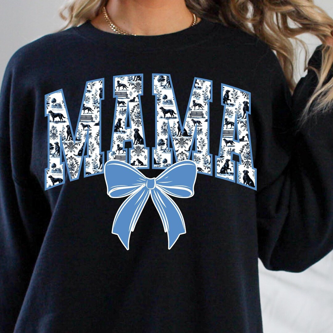 Black Lab Mama PNG | Blue Toile Chinoiserie Bow (digital Download) - Etsy