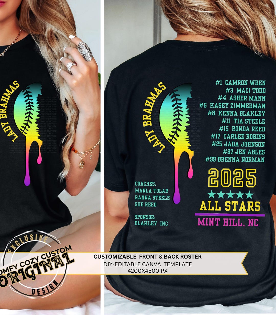 Editable Baseball Roster PNG, Drippy Team Canva Template (digital ...