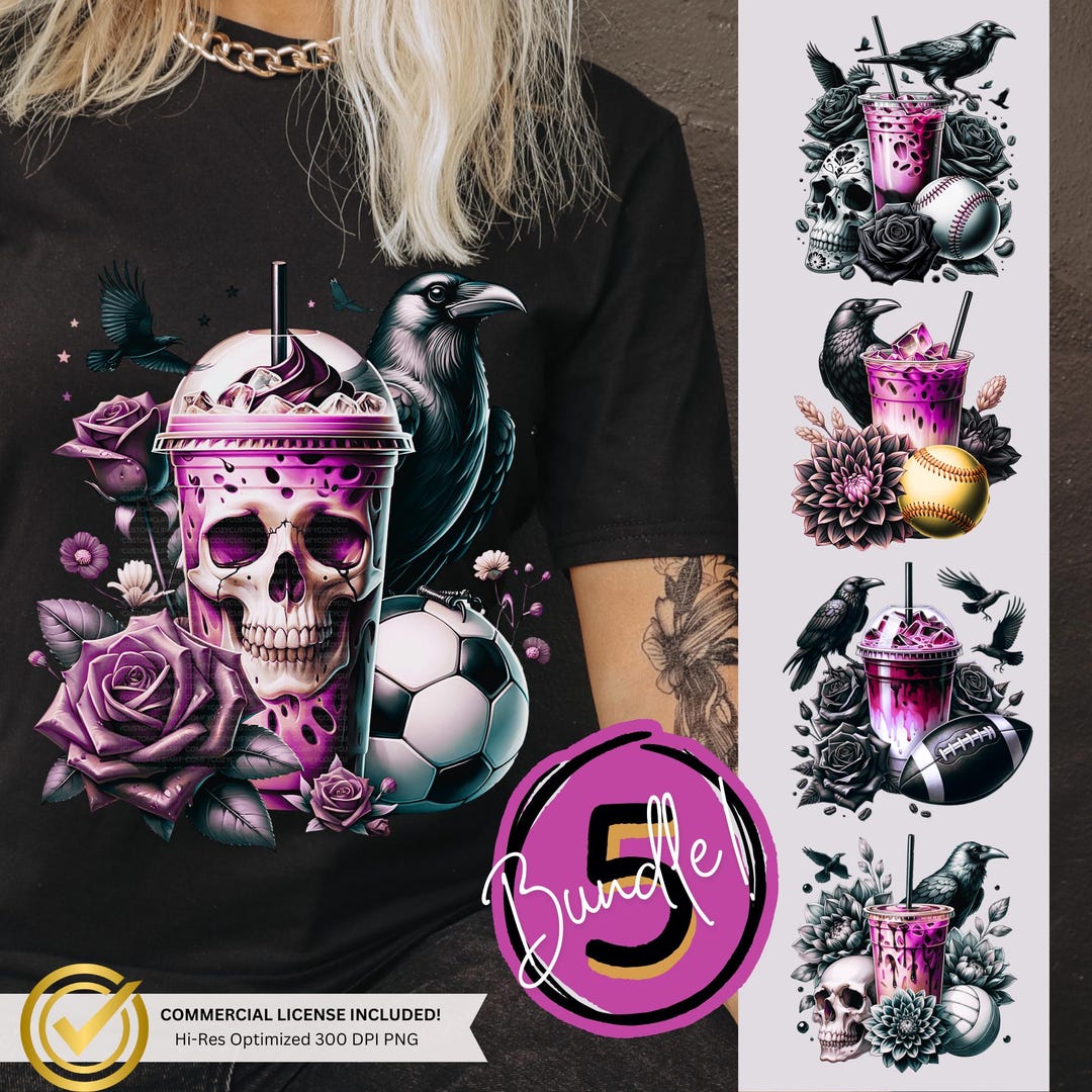 Goth Sports Balls PNG Instant Digital Download Clip Art Ball BUNDLE DTF ...