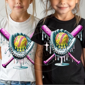 Softball Melt Ice Cream Glove Drippy Bat Ball|hot Pinksoftball Dripping ...