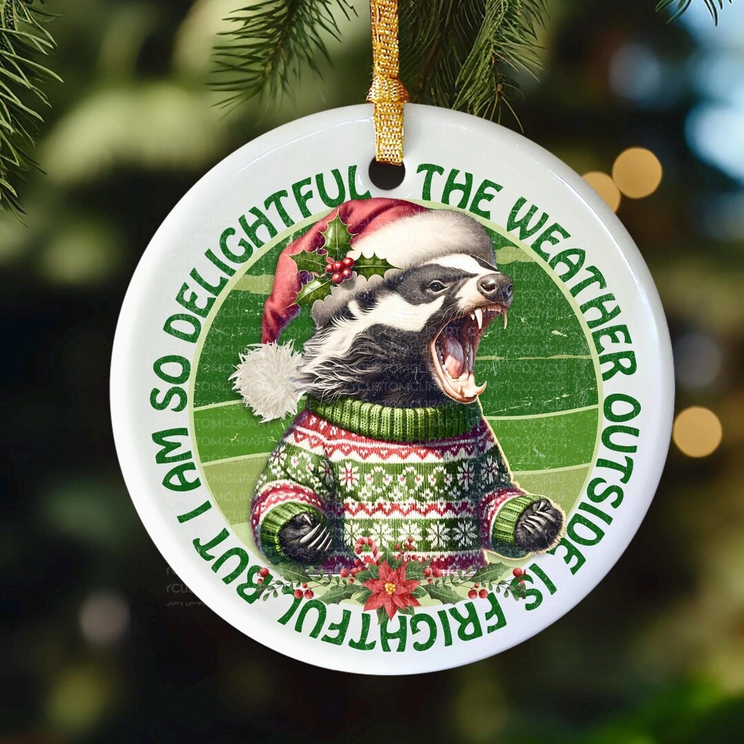 Screaming Honey Badger CHRISTMAS Delight Ceramic Ornament|funny ...
