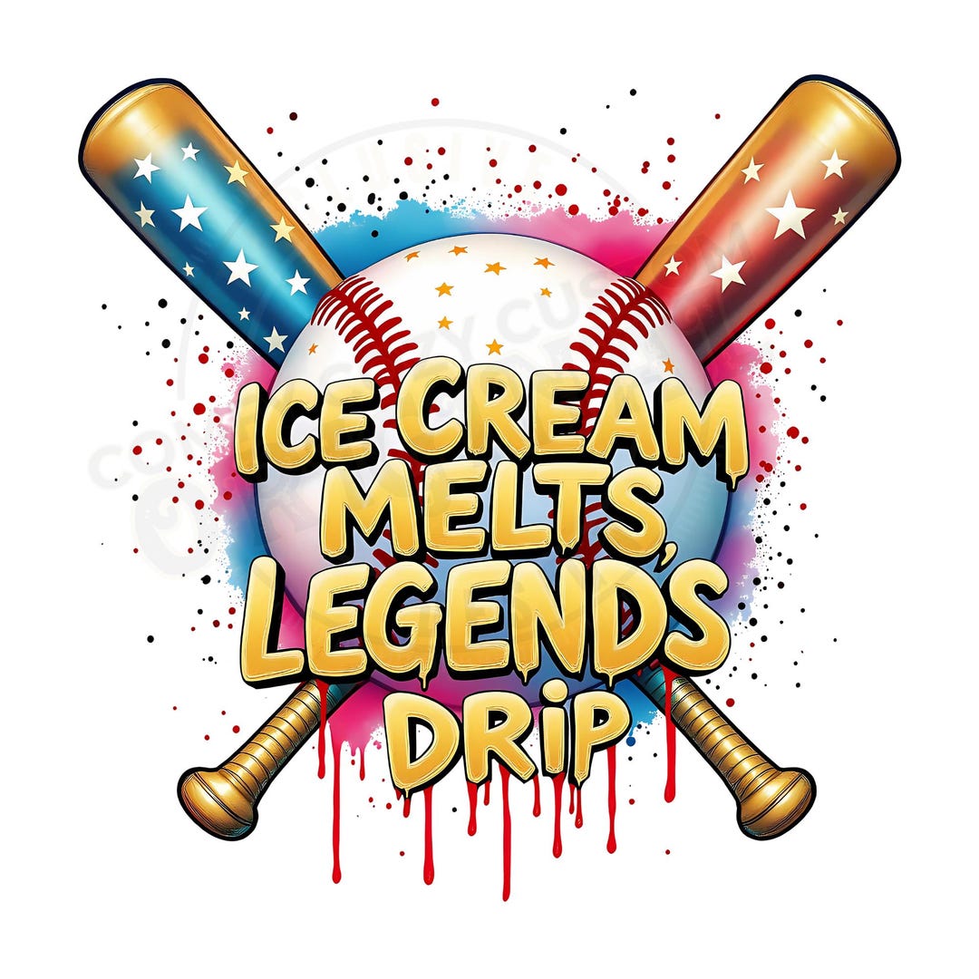 Patriotic Baseball Ice Cream Drip PNG for Diy Teeshirt|ice Cream ...