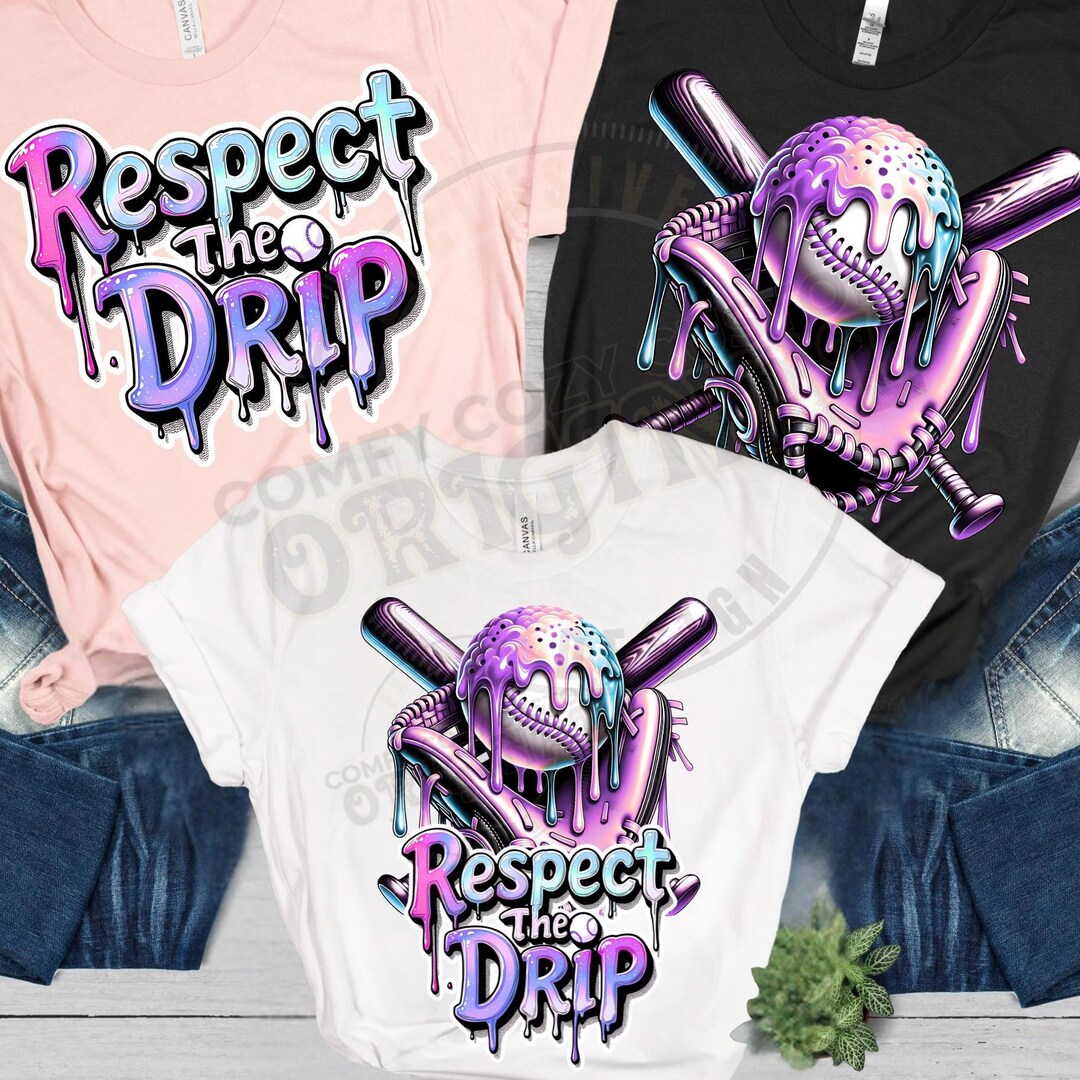 Baseball Ice Cream Drip Pink Purple Teal Blue PNG Bundle of Three ...