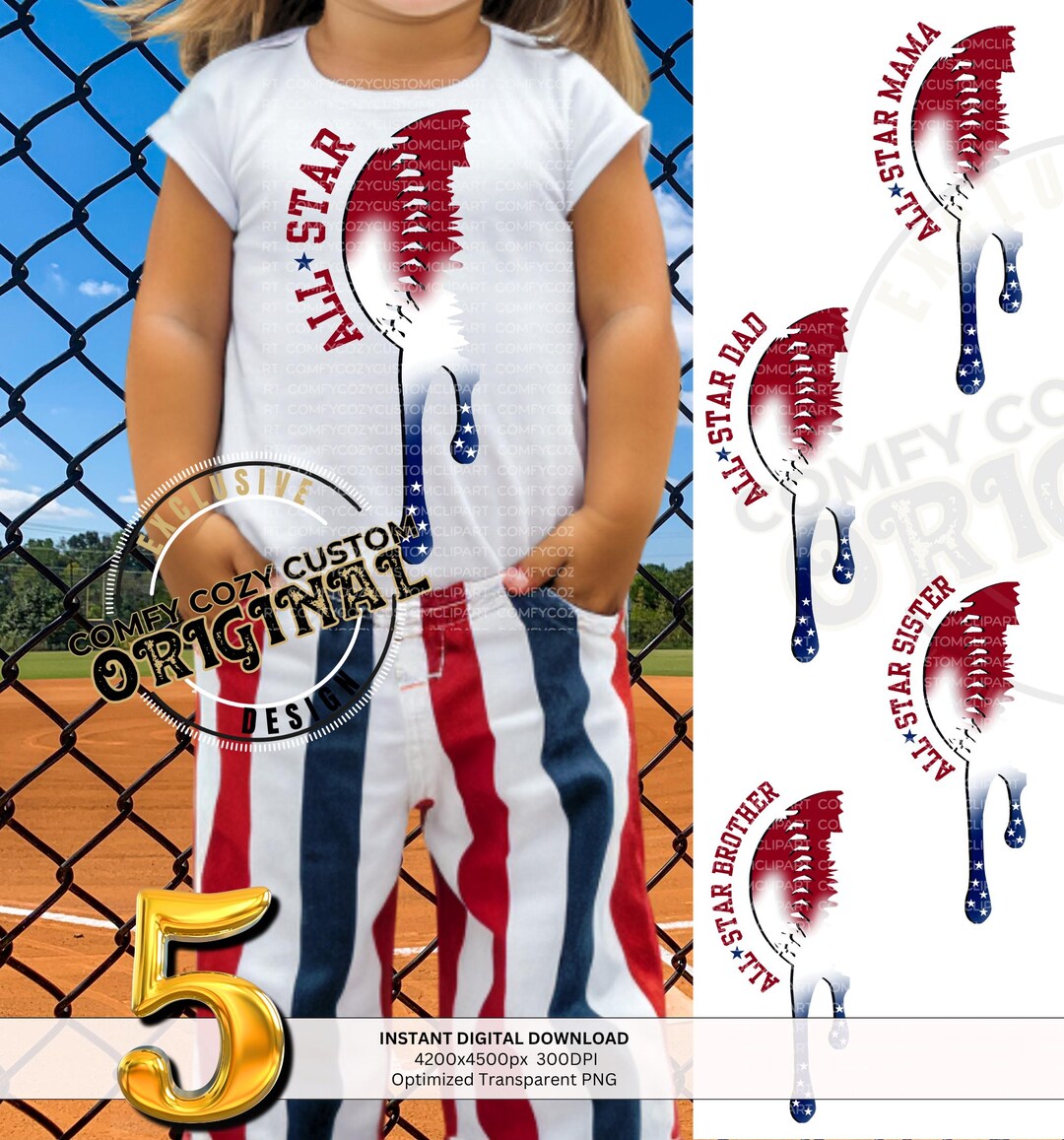 Baseball Allstar Drip Drippy Ball Family Bundle Png|all Stars Baseball ...