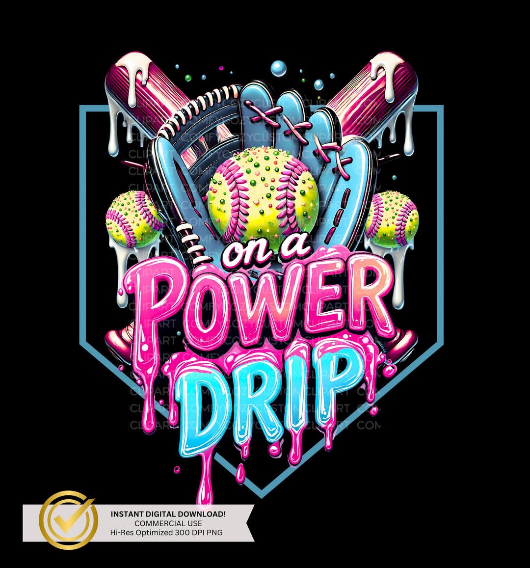 Dripping Softball Sports Drip Drippy Ice Cream Png|pink Purple Teal ...