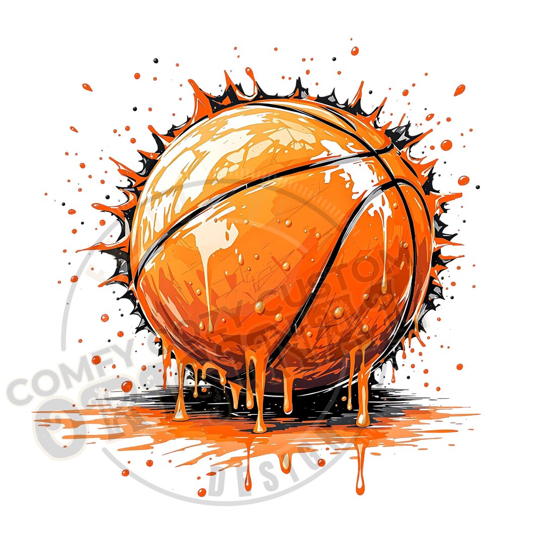 Drippy Ball Basketball Melt PNG |basketball Dripping Ice Cream Drip ...