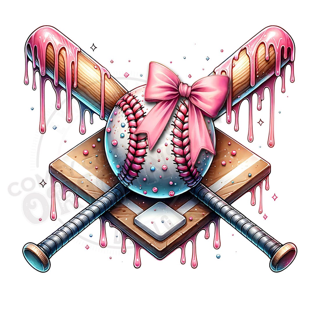 Baseball Dripping Pink Coquette Bow Ball Drip Sports Png Designs|drippy ...
