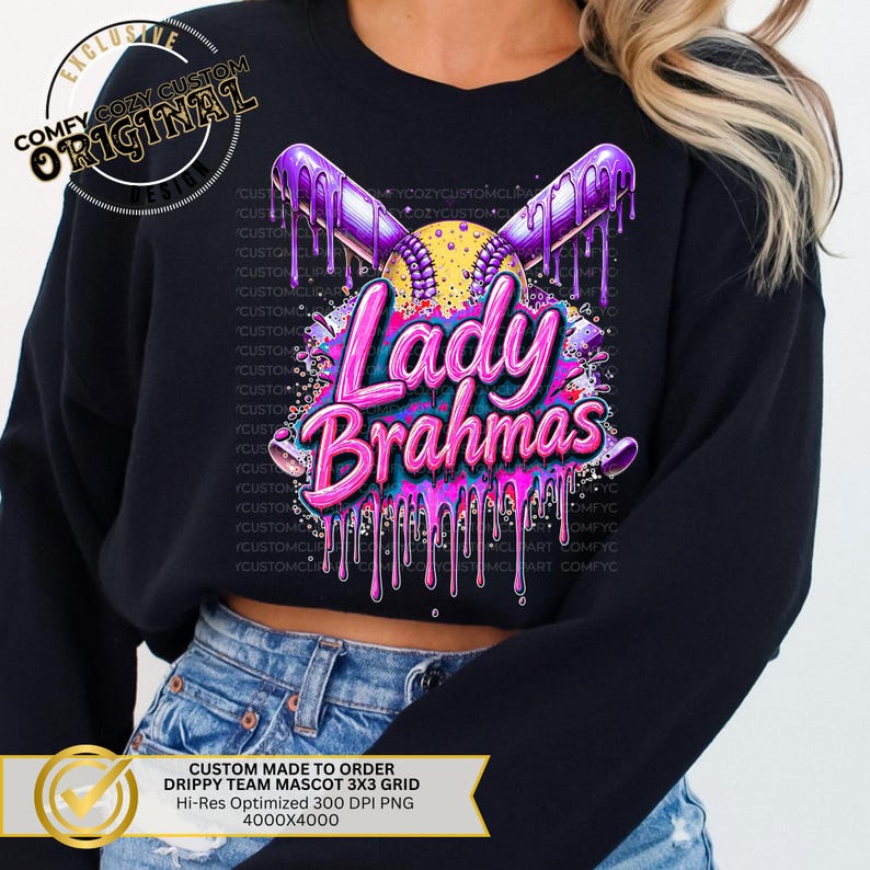 Custom Mascot Drippy Softball PNG | Personalized Team Logo (digital ...