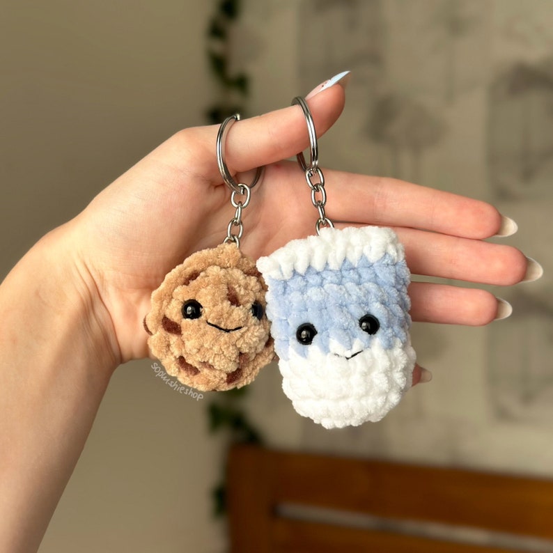 Cookie and Milk Crochet Handmade Matching Keychains Plushie KISSING ...