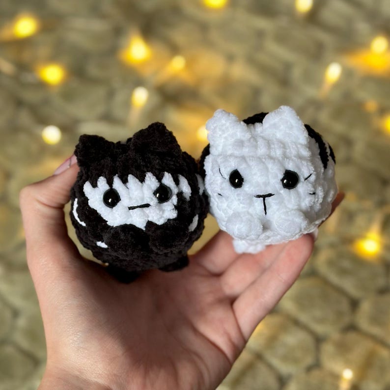 Skeleton and Spider Cats Crochet Plushie Keychains Perfect Matching ...