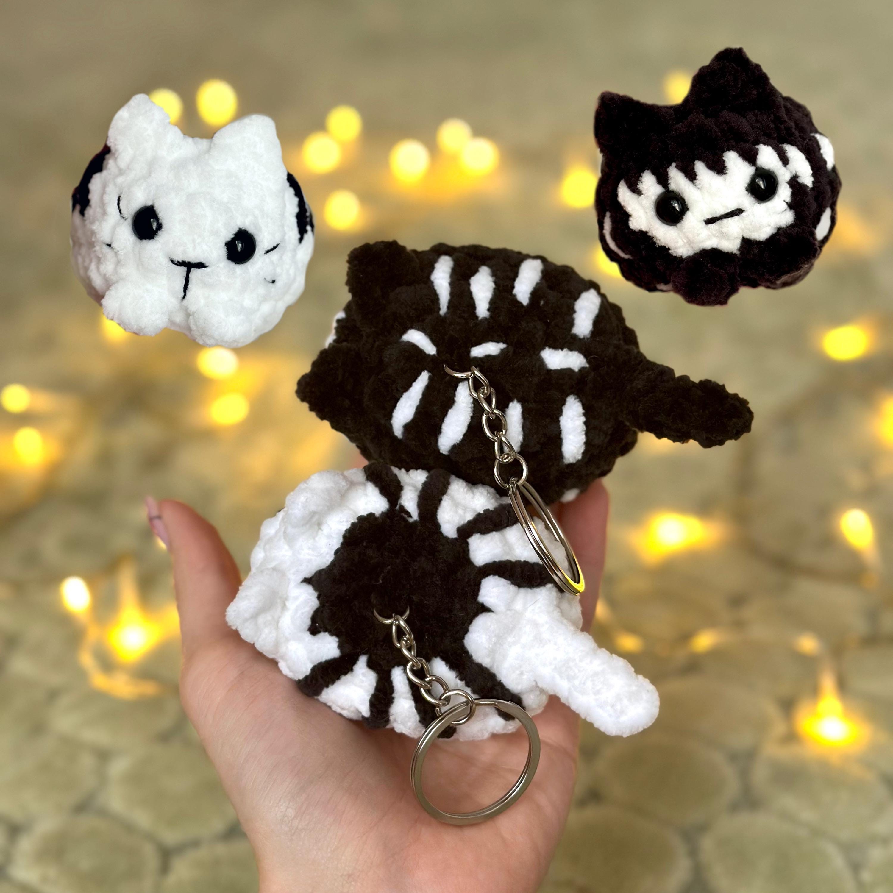 Skeleton and Spider Cats Crochet Plushie Keychains Perfect Matching ...