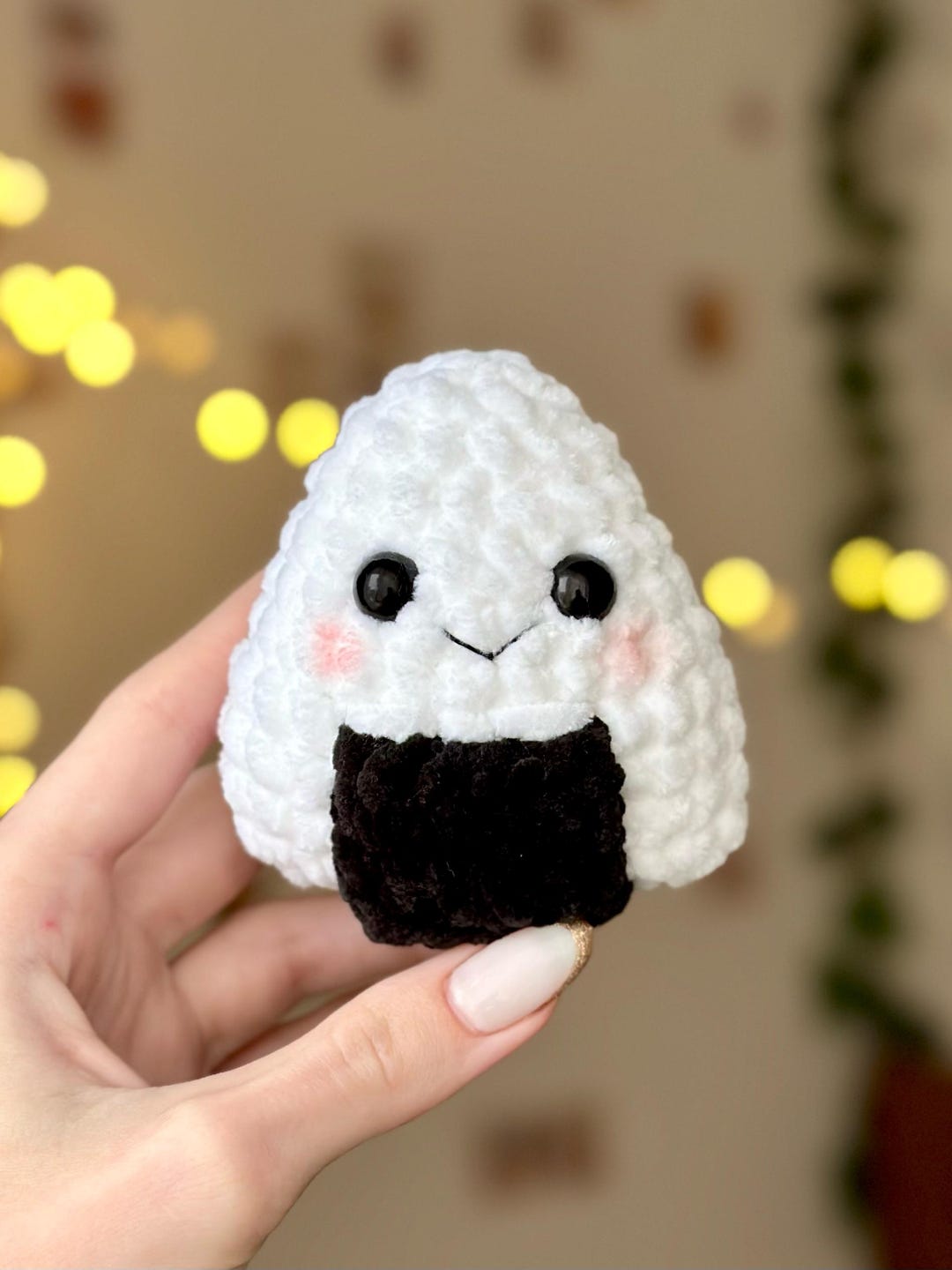 Onigiri Plushie Keychain Crochet Handmade Mini Toy Sushi Plush Keyring ...