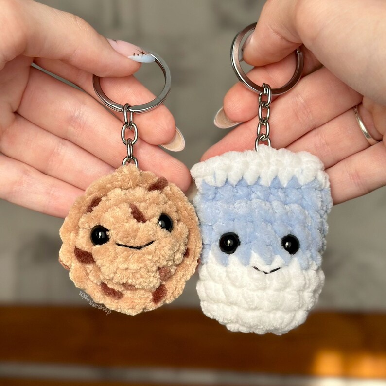Cookie and Milk Crochet Handmade Matching Keychains Plushie KISSING ...