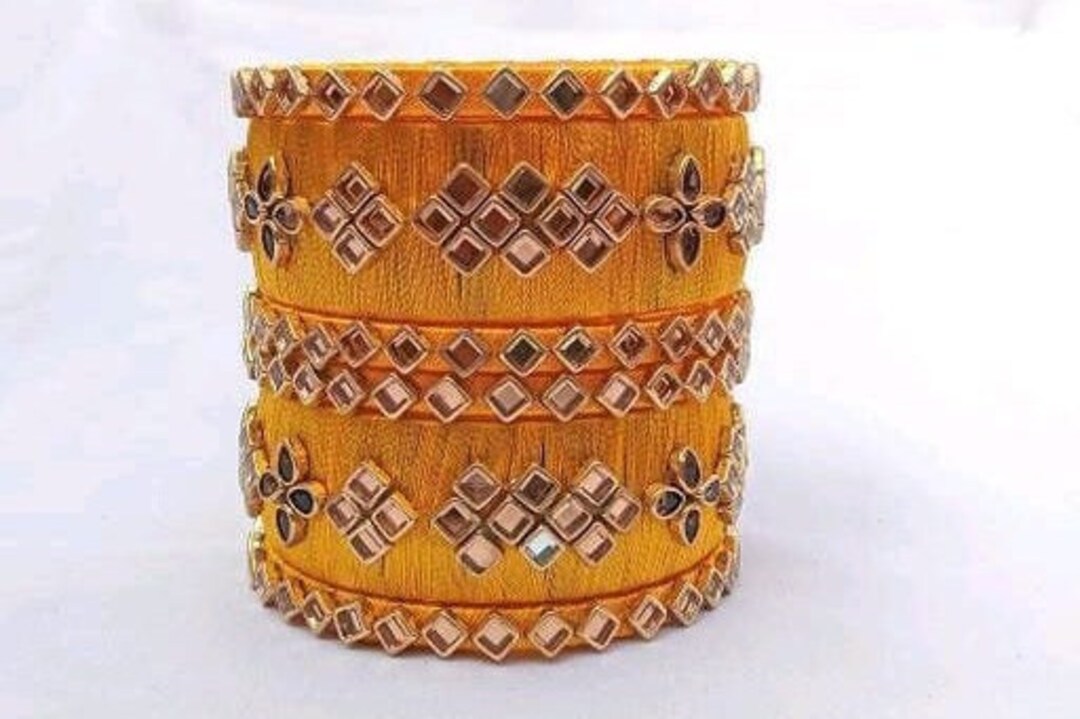 Yellow Silk Thread Bangles for Wedding, Fashion Jewelry - Etsy
