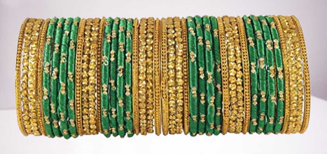 Silk Thread Gemstone Bangle Set for Women/girls, set of 40 Bangles - Etsy