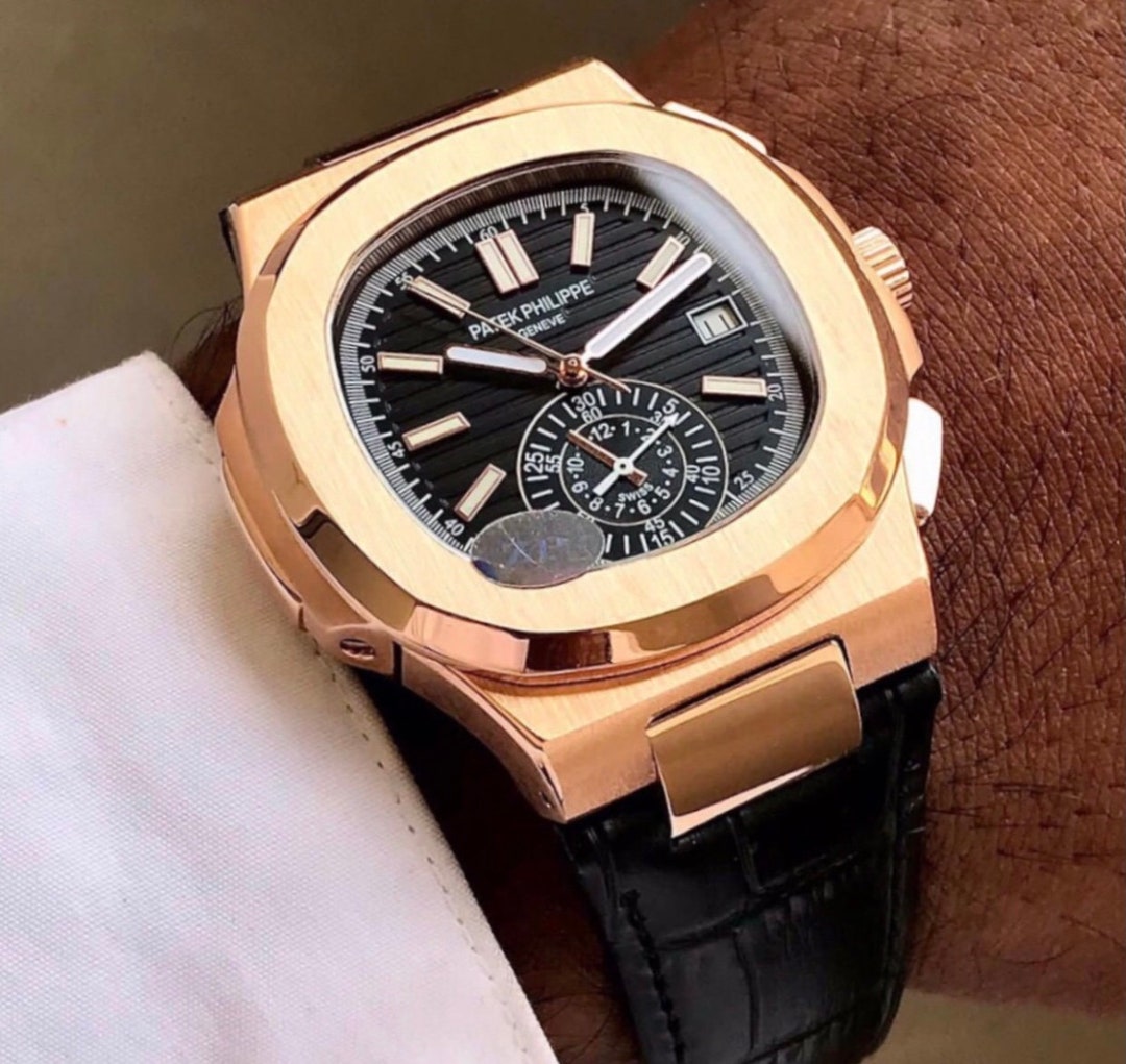 Automatic 40mm Black Dial Leather Watch for Men / Fathers Day - Etsy