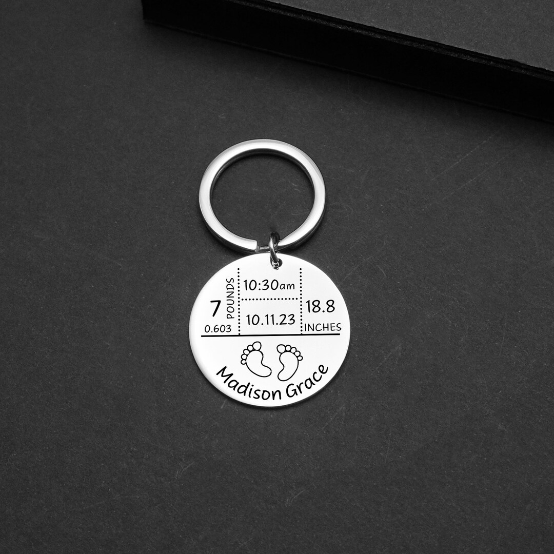 Custom Baby Arrival Keychain-personalized New Baby Keychain-baby Stats ...