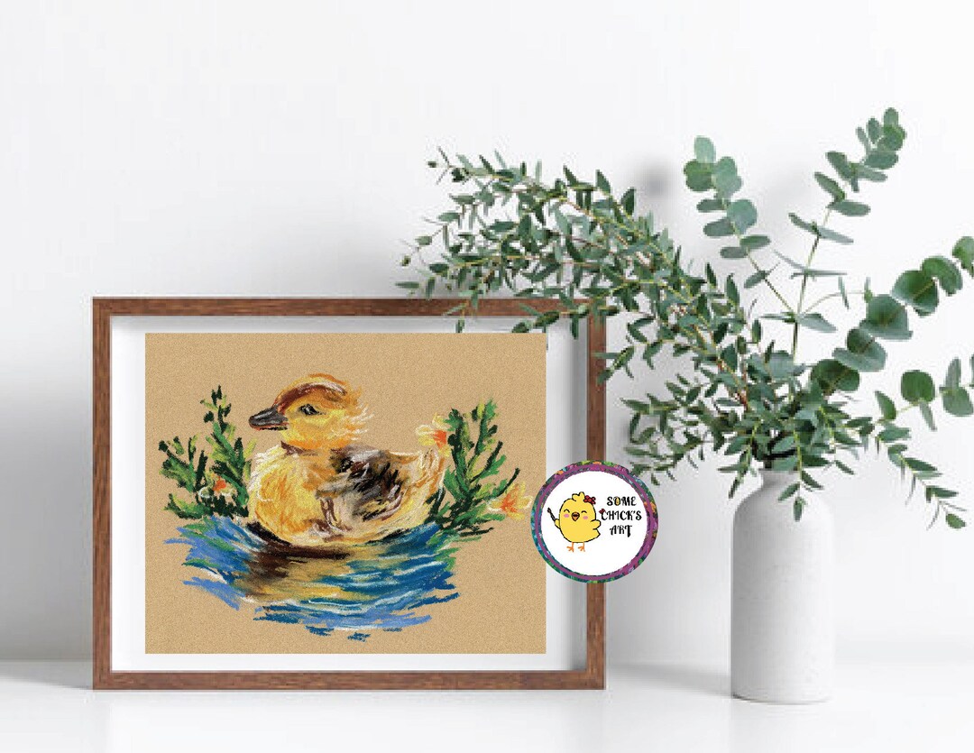 Spring Easter Duck Print Wall Art, Cute Baby Animal Pastel Painting ...