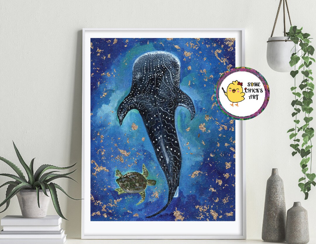 Whale Shark, Print for Living Room, Whale Illustration, Whale Print ...