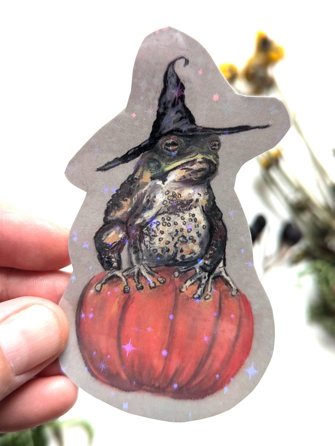 Toad Witch on Pumpkin Sticker | Holographic Toads Sticker | Toad ...