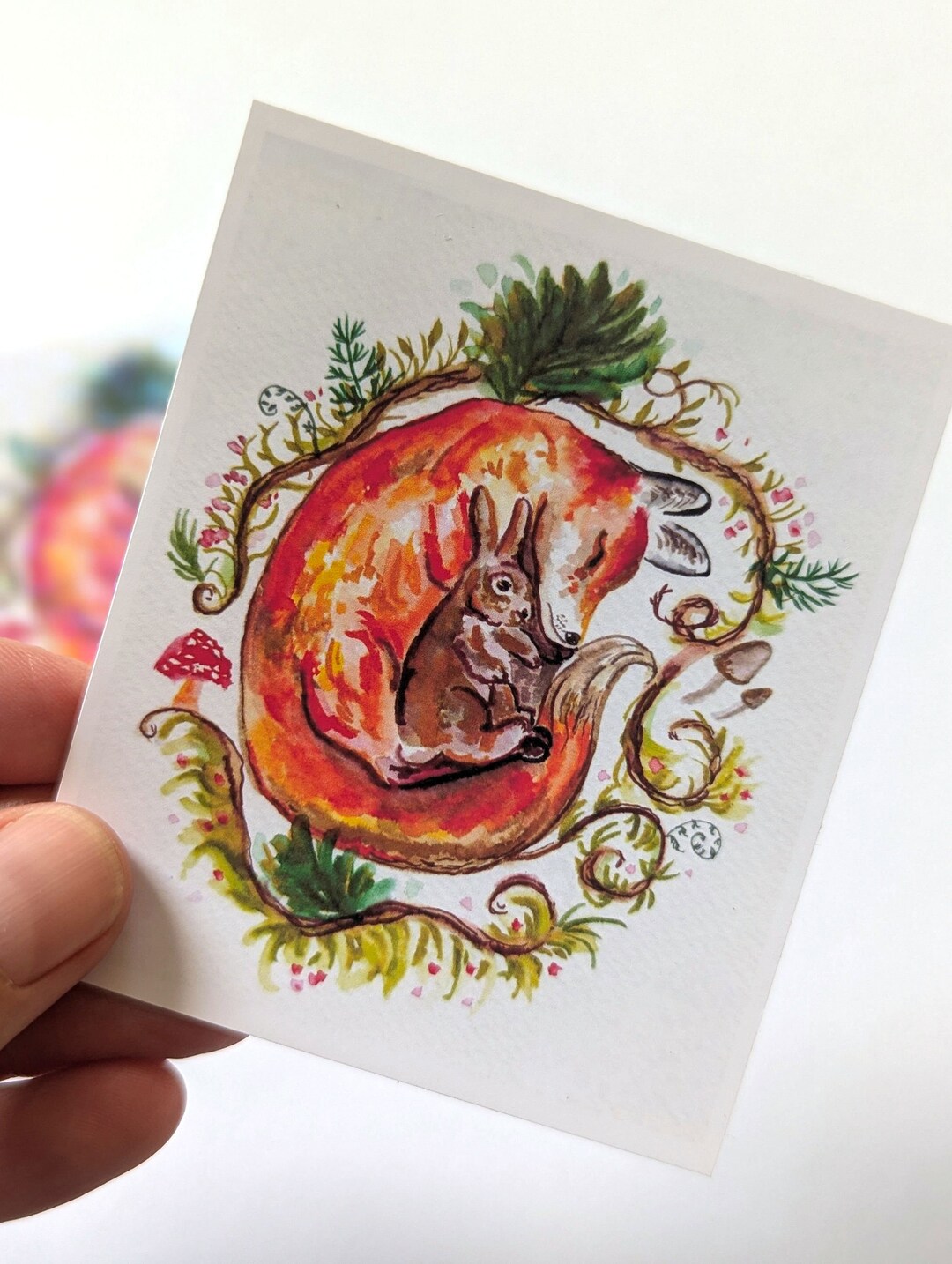 Fox and Rabbit Sticker Bunny Sticker Cuddling Animals Sticker Cute Baby ...