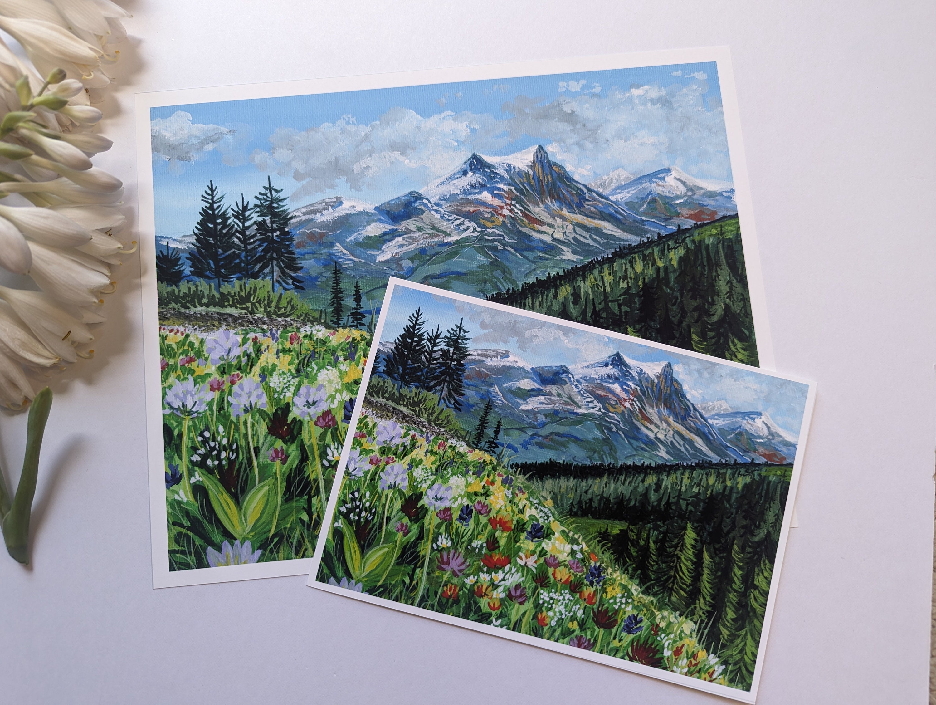 Gouache Mountain Landscape Nature Wall Art Forest Core Inspired Print ...