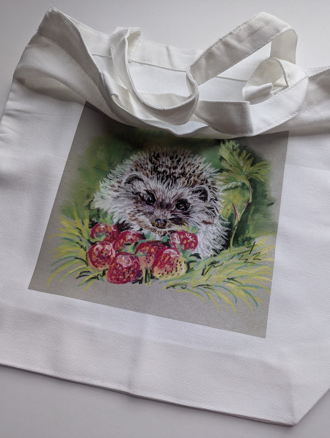 Hedgehog Art Tote Bag, Reusable Canvas Bag Made by an Artist ...