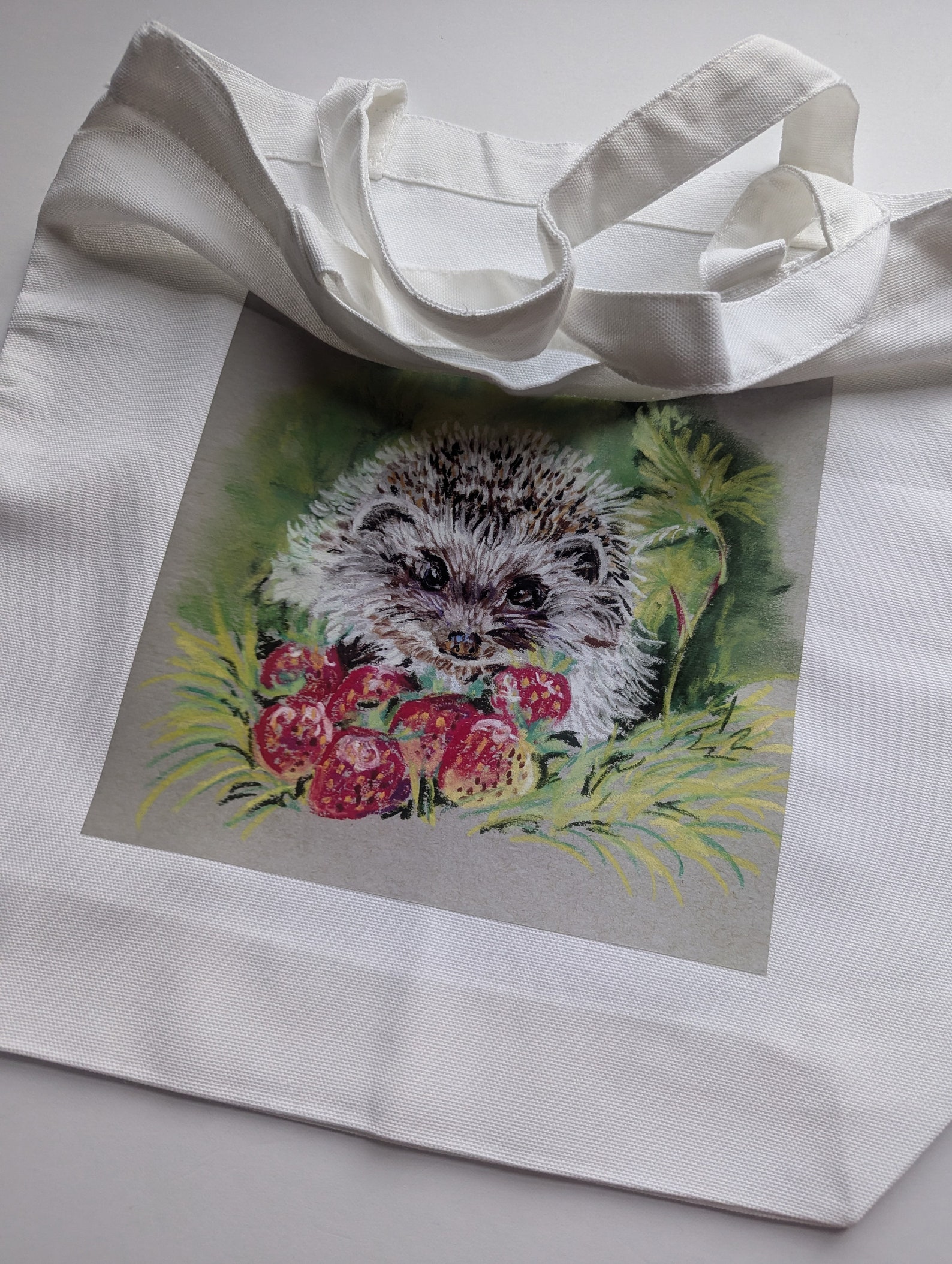 Hedgehog Art Tote Bag, Reusable Canvas Bag Made by an Artist ...