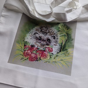 Hedgehog Art Tote Bag, Reusable Canvas Bag Made by an Artist ...
