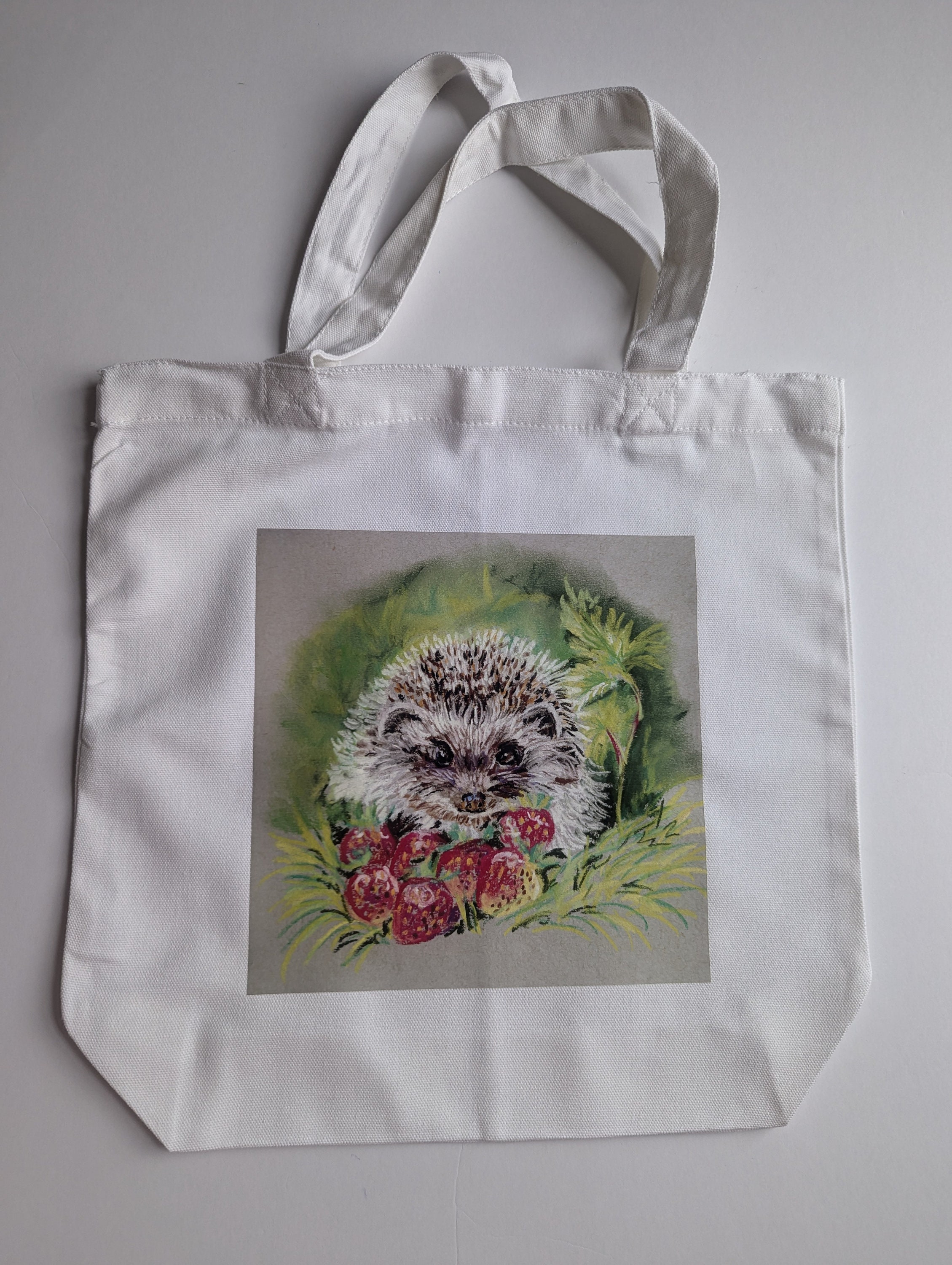 Hedgehog Art Tote Bag, Reusable Canvas Bag Made by an Artist ...