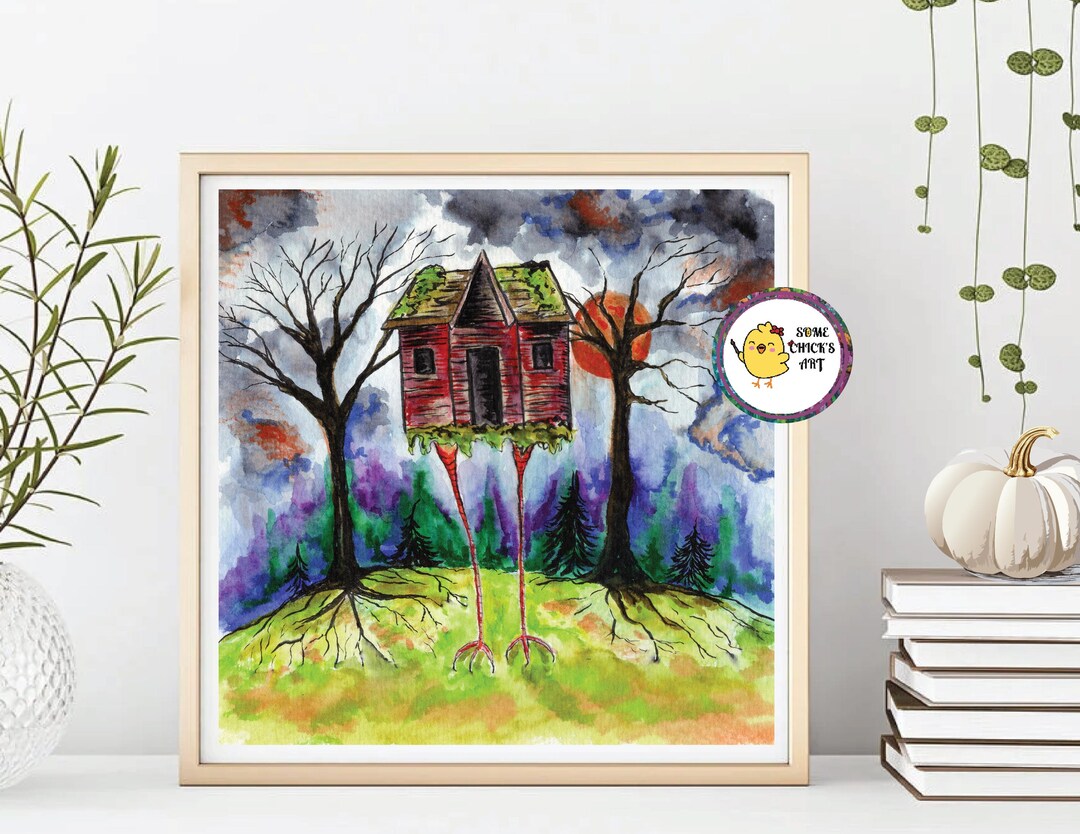 Baga Yaga House Watercolor Painting Print Folktale Artwork for ...