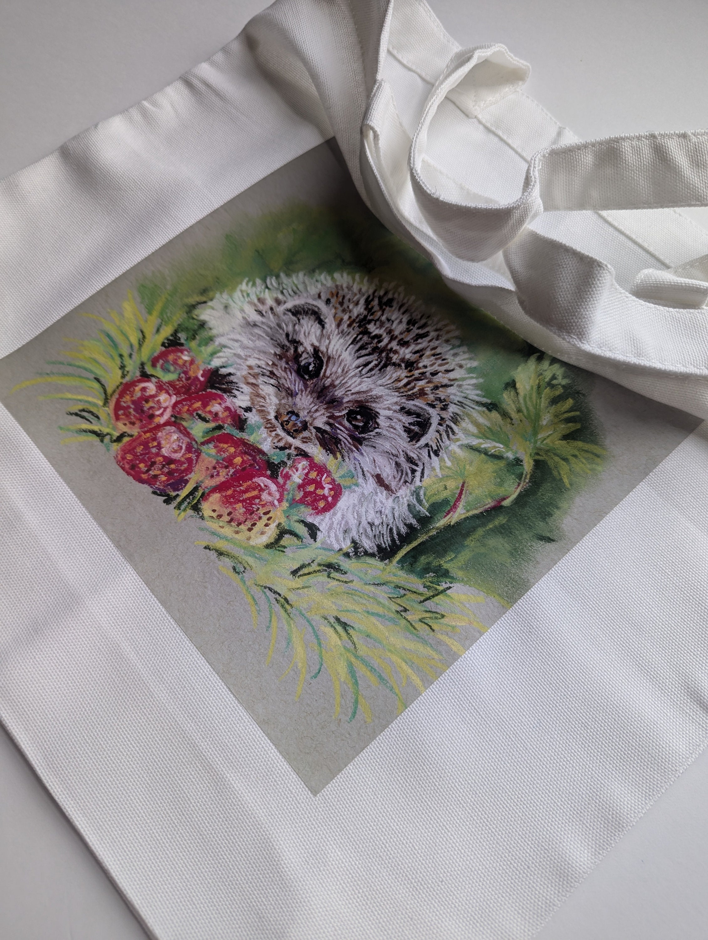 Hedgehog Art Tote Bag, Reusable Canvas Bag Made by an Artist ...