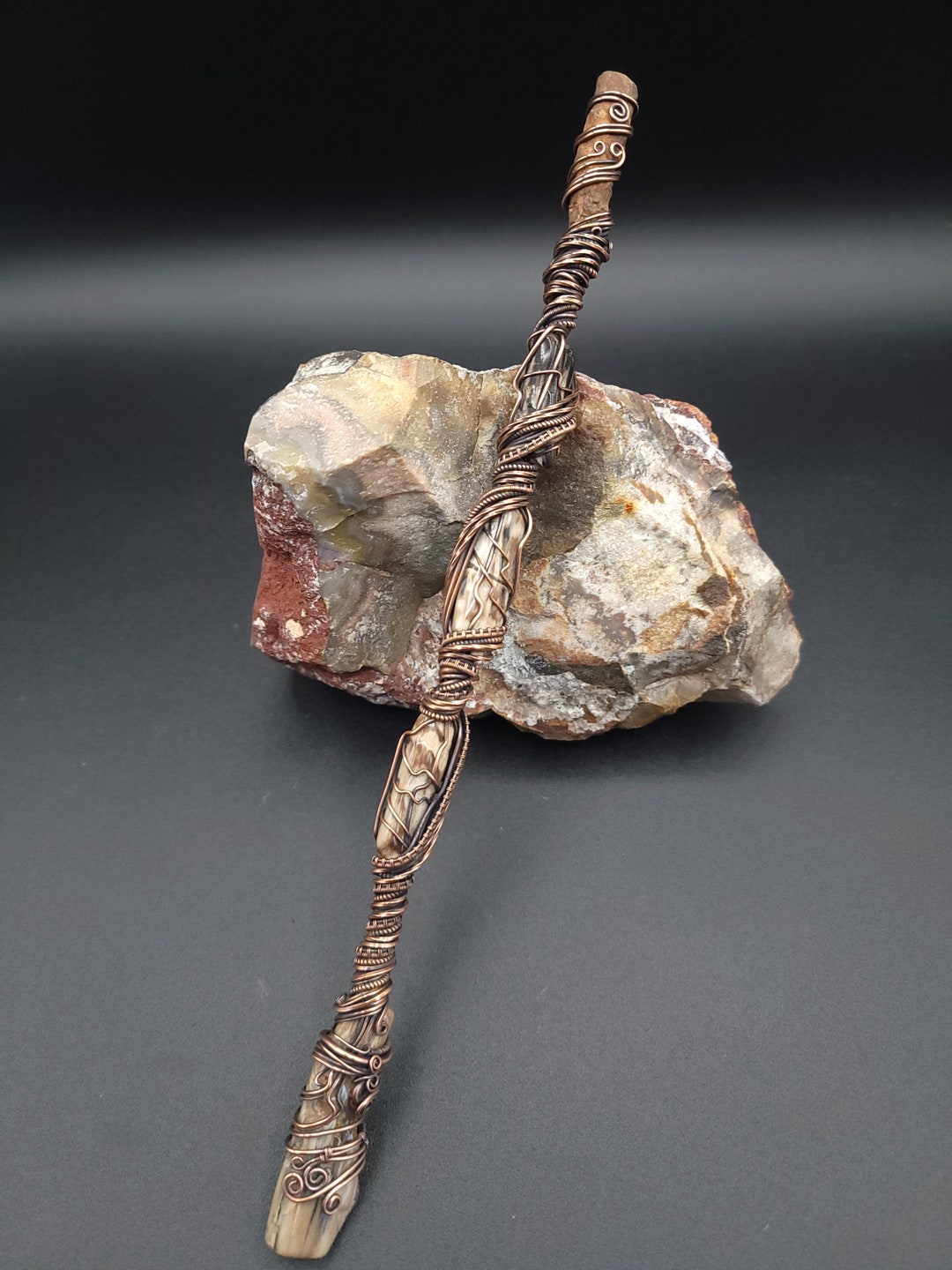 Petrified Wood Wand: Copper Wrapped Altar Tool, Ritual Magick - Etsy