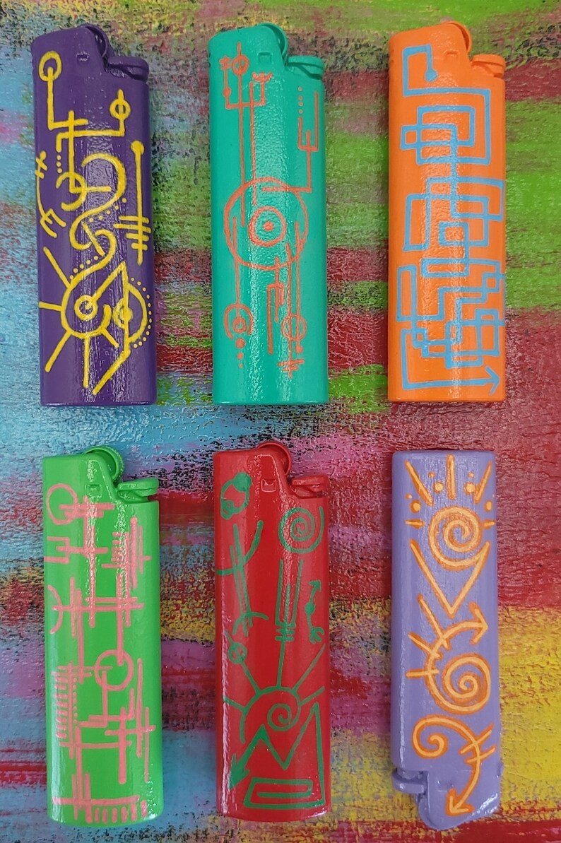 Lit, Mixed Media Assemblage, Acrylic Painting, Upcycled Lighters - Etsy