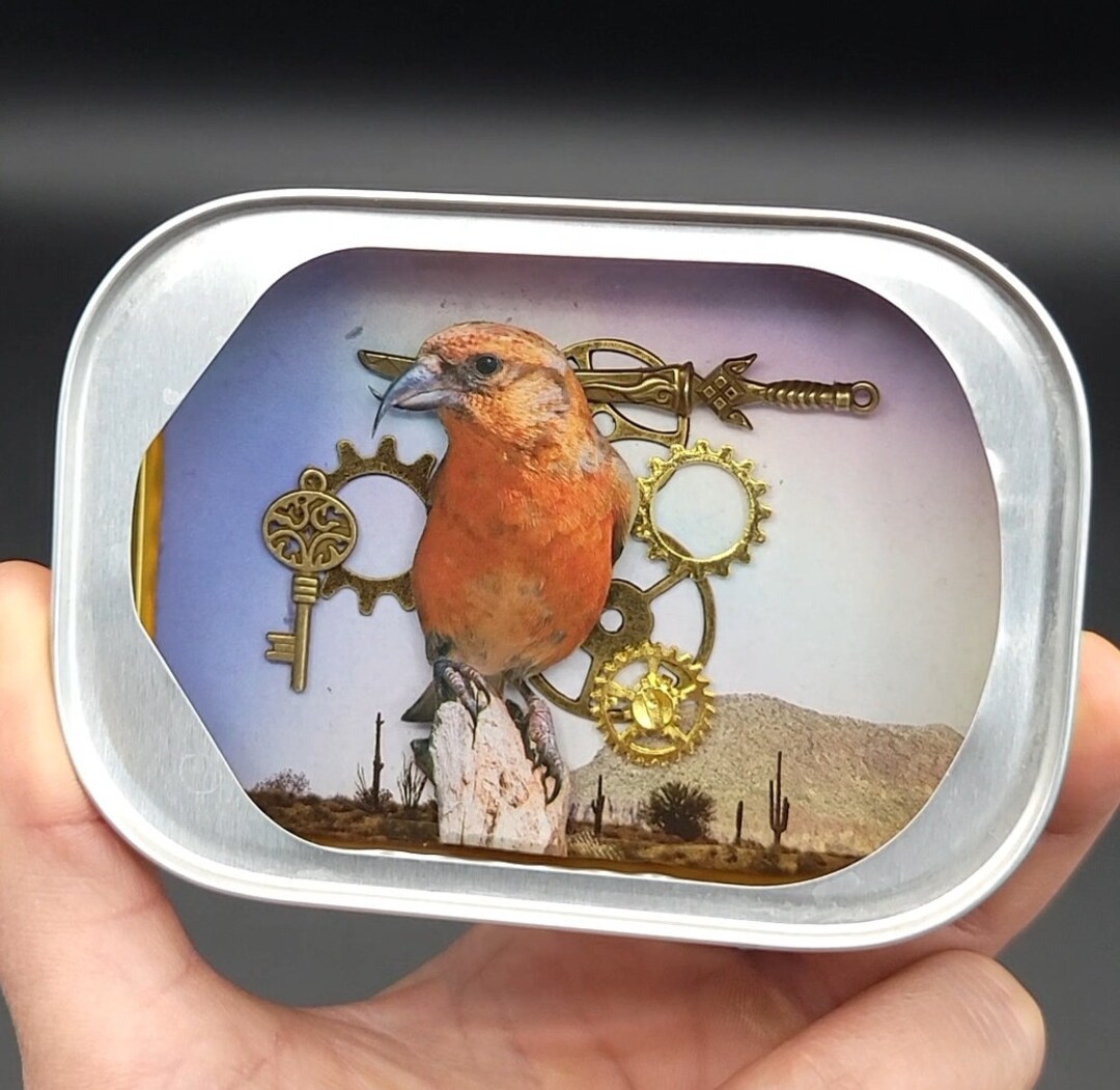 Deserted, Mini Collage, Sardine Can Crafts, Refrigerator Magnet, Tiny ...