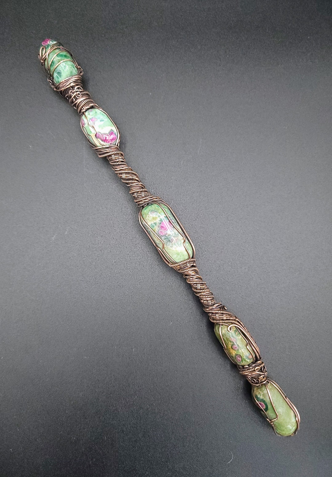 Ruby in Zoisite Wand, Altar Wand, Ritual Tool, Copper and Crystal Wand ...