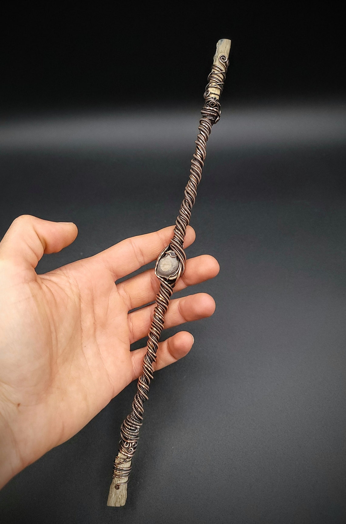 Petrified Wood Wand: 12" Copper Crystal Altar Ritual Tool - Etsy